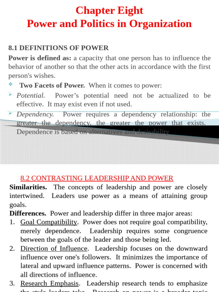 OB Chapter 8 (Eight) PPT | PDF | Power (Social And Political) | Leadership