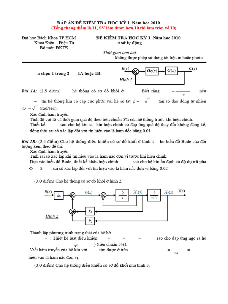 Dap An - de Thi - CSTD - HK1 - 1011 | PDF