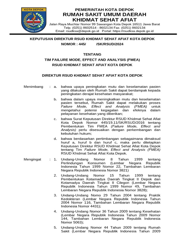 SK Tim RCA FMEA 2024 | PDF | Pengembangan Diri