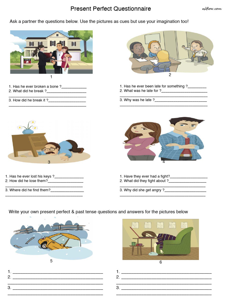 Present Perfect Questionnaire for ESL | PDF