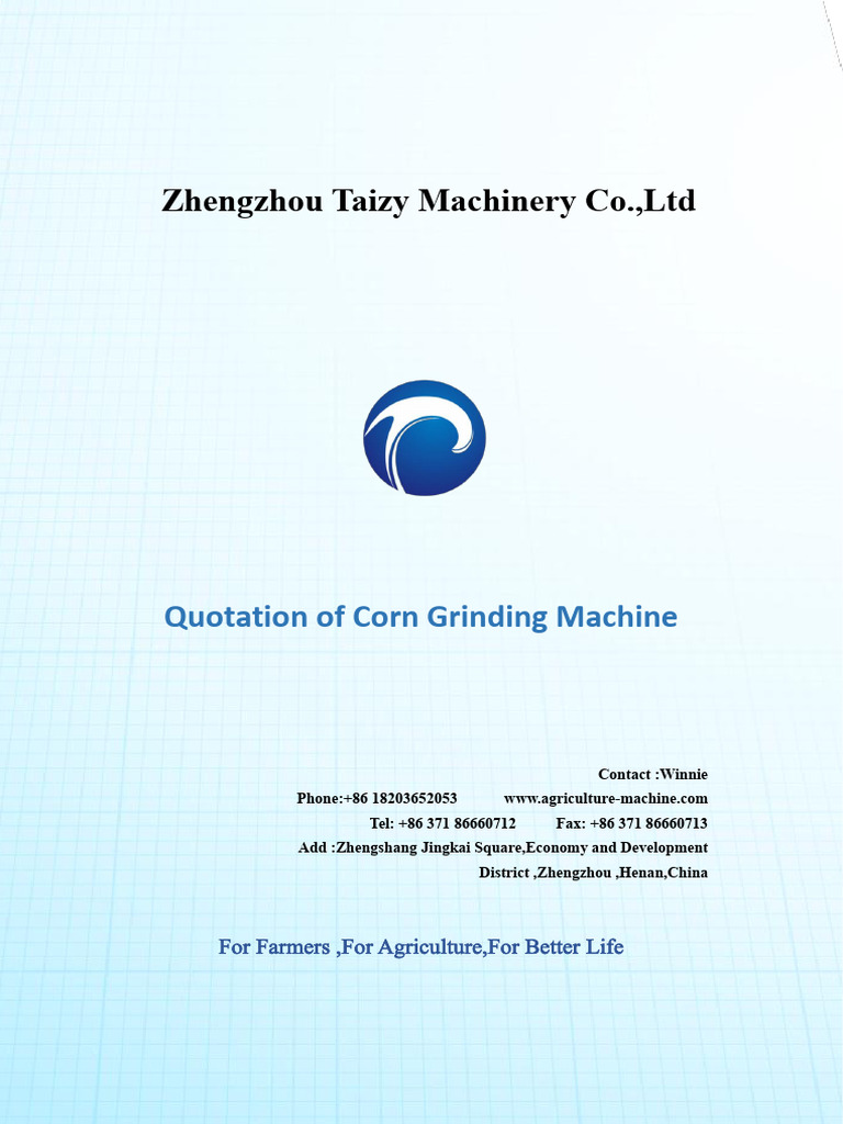 Quotation of Corn Grinding Machine From Winnie | PDF | Mill (Grinding ...