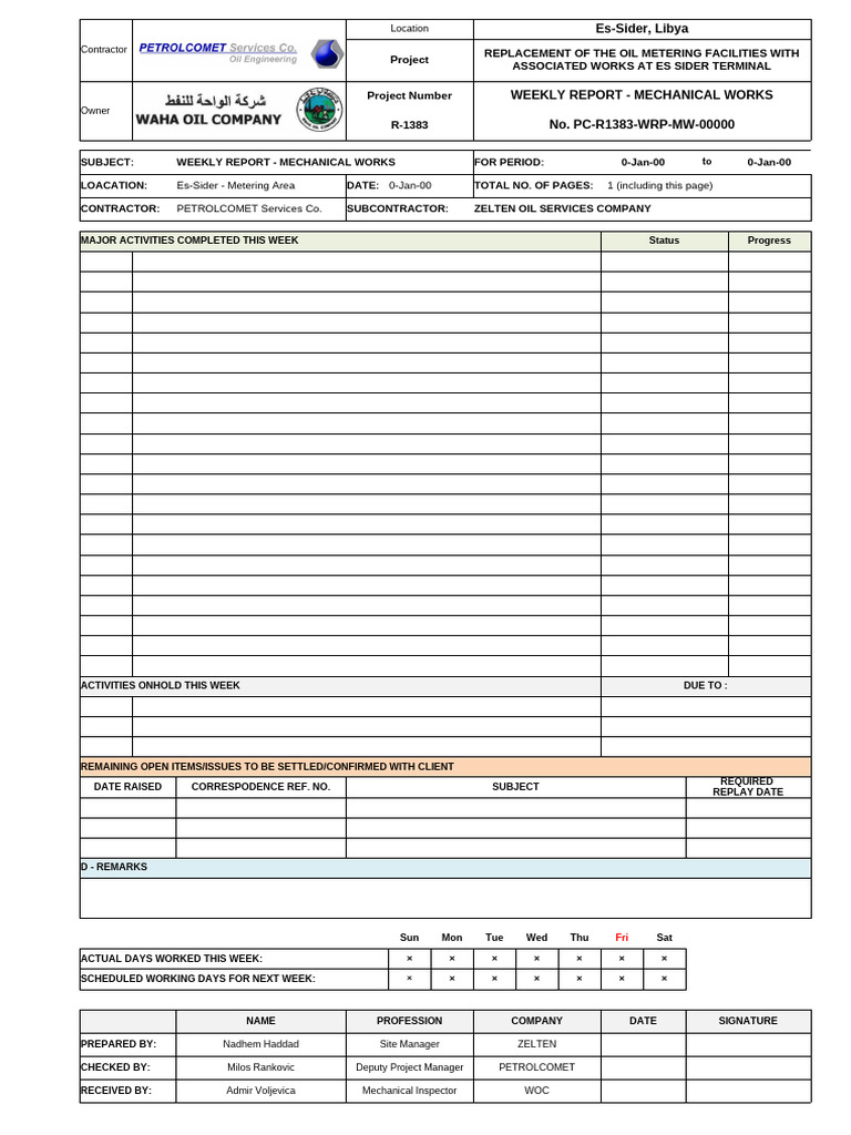 PC-R1383-WRP-MW-00018 - Weekly Report | PDF | Industrial Processes ...