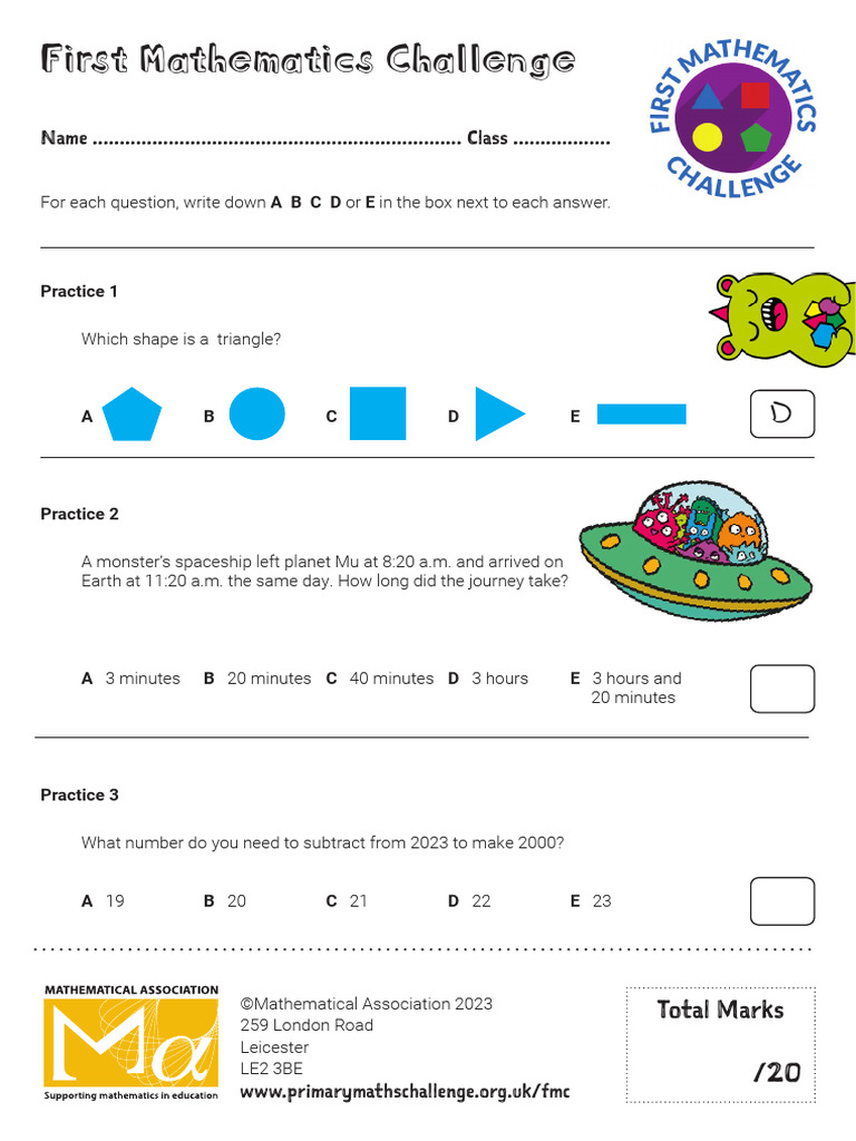 Primary Math Challenge Quiz | PDF | Mathematics