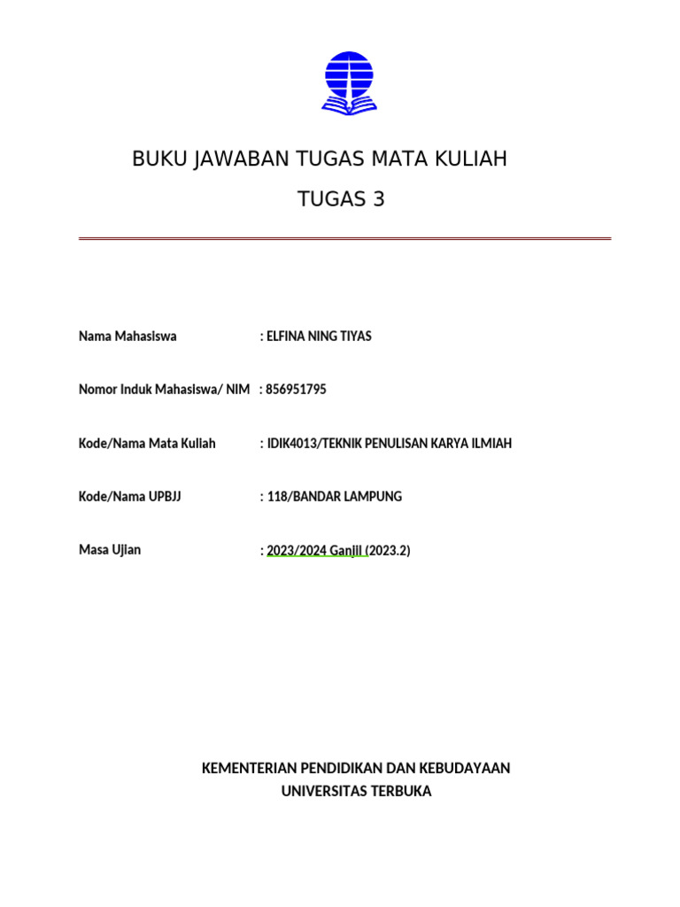 BJT - Umum - TMK 3 TEKNIK PENULISAN KARYA ILMIAH | PDF | Seni & Disiplin Bahasa