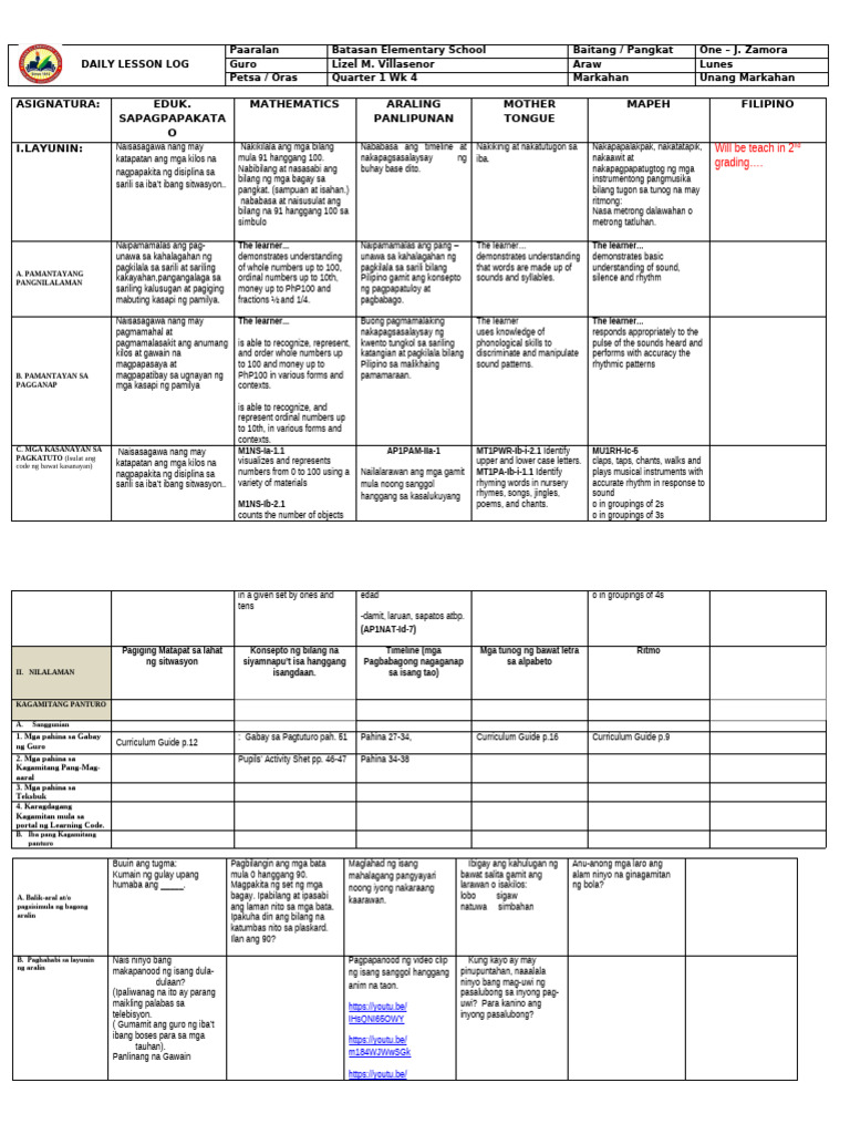 DLL 1ST Quarter WK4 | PDF
