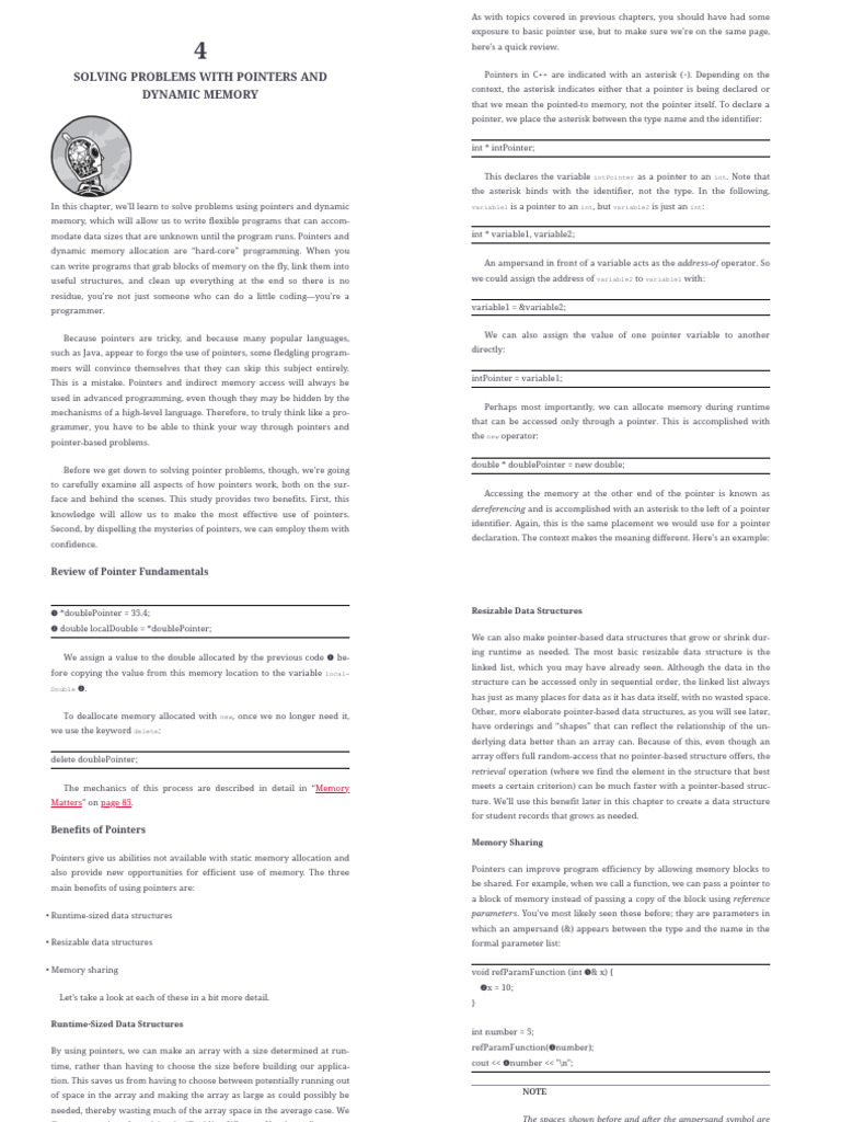 Chapter 4 - Solving Problems With Pointers and Dynamic Memory - Think Like A Programmer | PDF ...