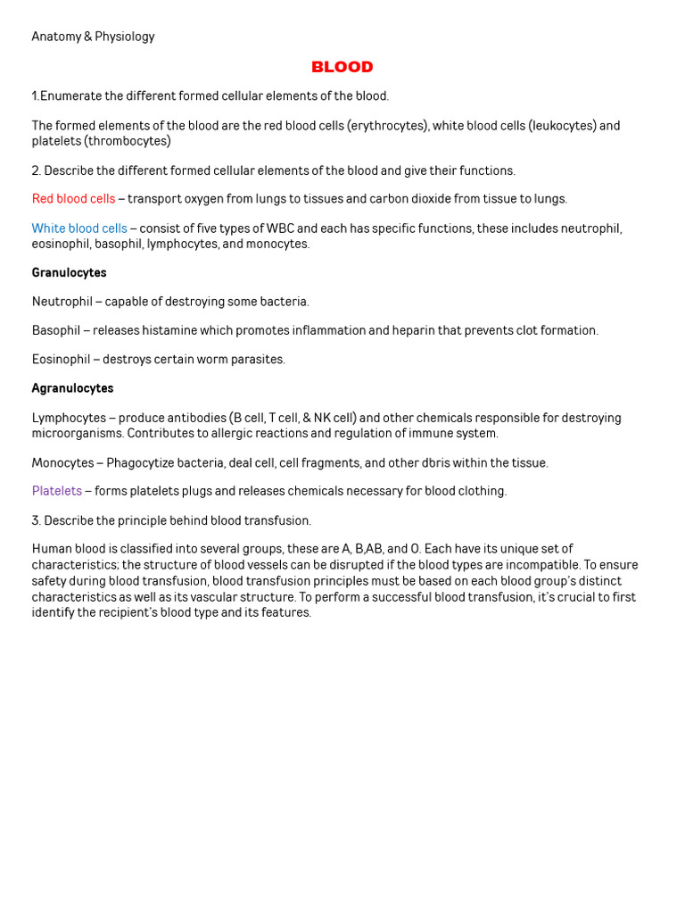 Blood Components and Transfusion Basics | PDF | Wellness