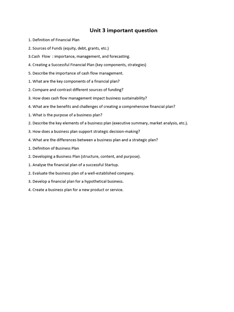 Unit 3 Important Question | PDF | Business