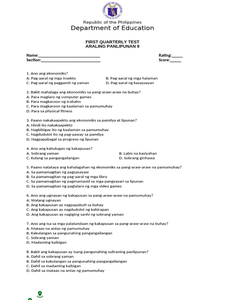 Ap 9 Test Q1 | PDF