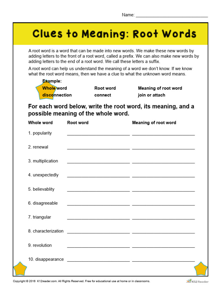 Clues To Meaning of Root Words | PDF | Word | Languages