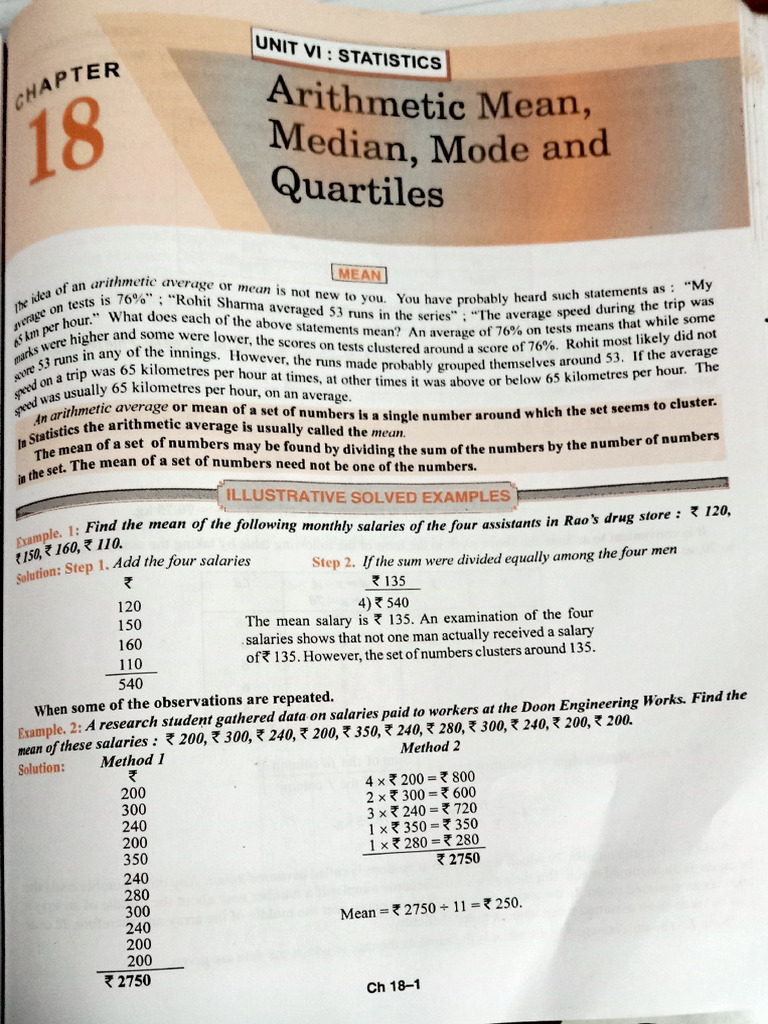 ch18 Mean Meadian Mode Quartile | PDF