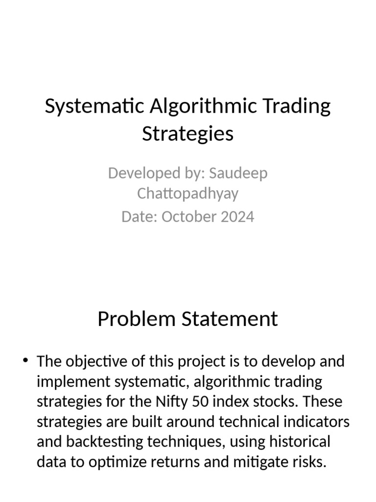 Systematic Algorithmic Trading Strategies Presentation Ideas Tih Pdf Algorithmic Trading Risk