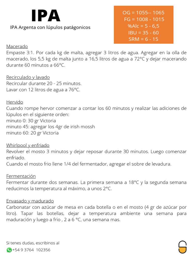 Receta IPA Kit 20 Lts | PDF