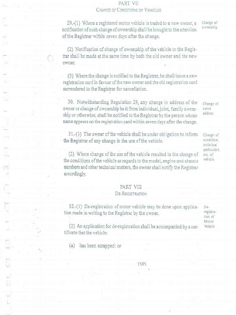 Road Traffic (Motor Vehicles Registration) Regulations | PDF