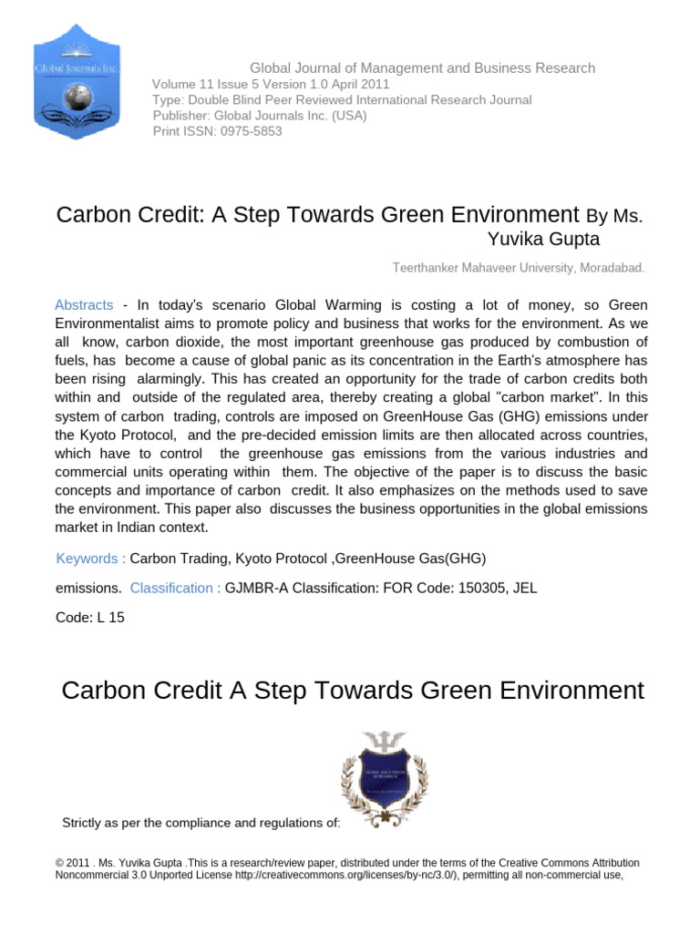 Handout - Carbon-Credit | PDF | Greenhouse Gas | Kyoto Protocol
