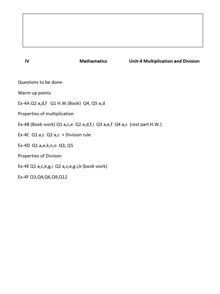 Maths - Unit-4 Multiplication and Division (IV) 2024 | PDF