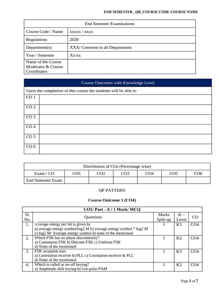 20 Ecpc 501 Co5& Co6 QB | PDF | Telecommunications Engineering ...