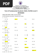 RMA Answer Key for Grades 7-10 | PDF | Area | Mean
