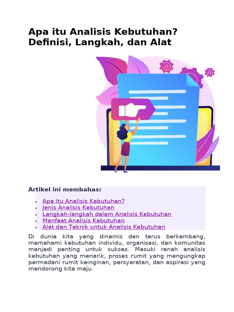 Apa Itu Analisis Kebutuhan | PDF | Karier & Perkembangan | Bisnis