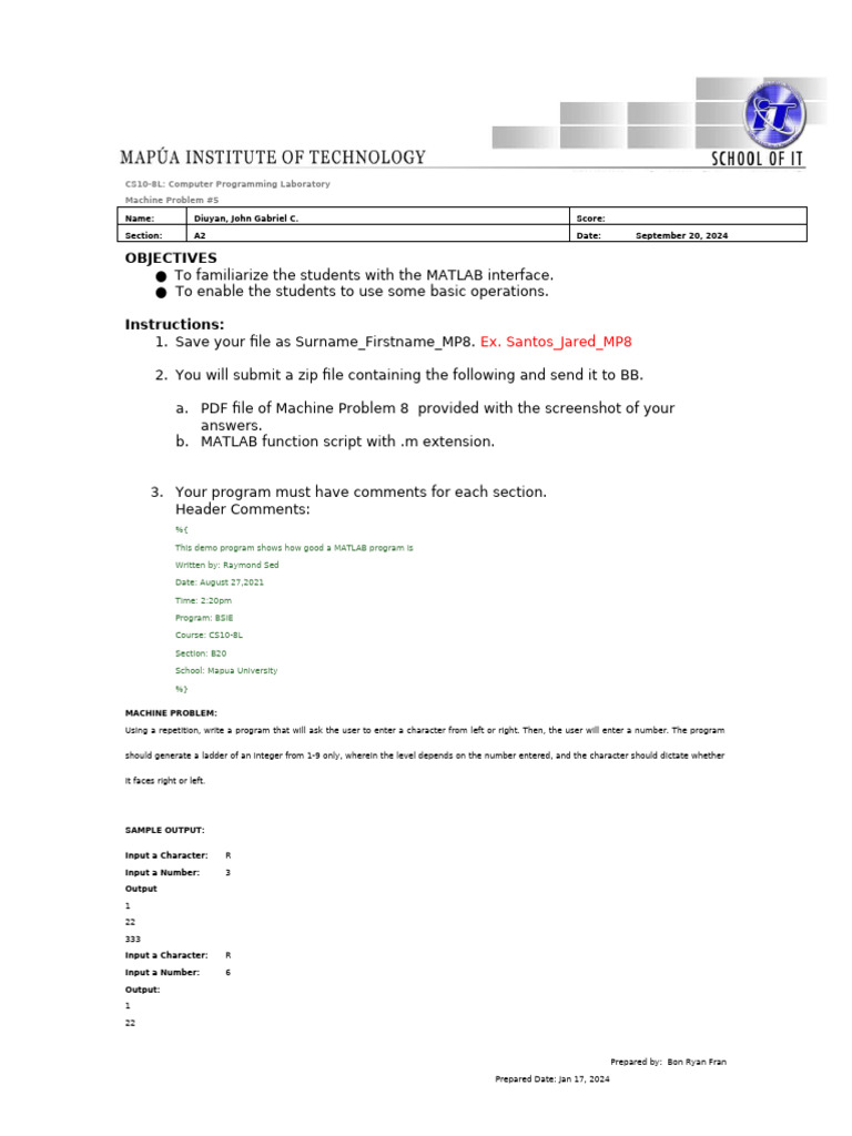 Machine Problem 5 | PDF | Matlab | Software Development