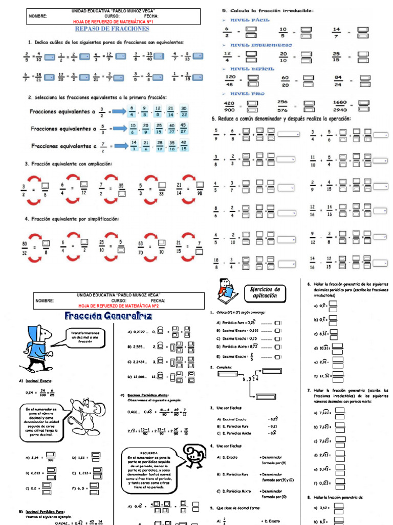 Hoja de Refuerzo #1,2 Mate 9no | PDF