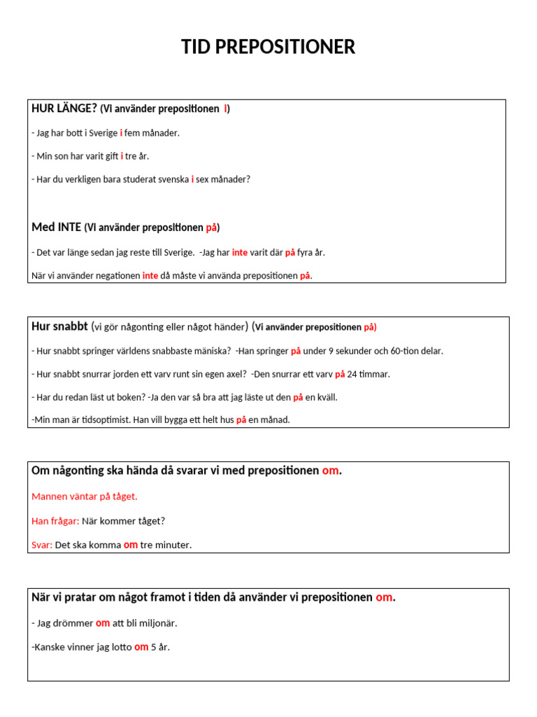 Tid Prepositioner 2 | PDF