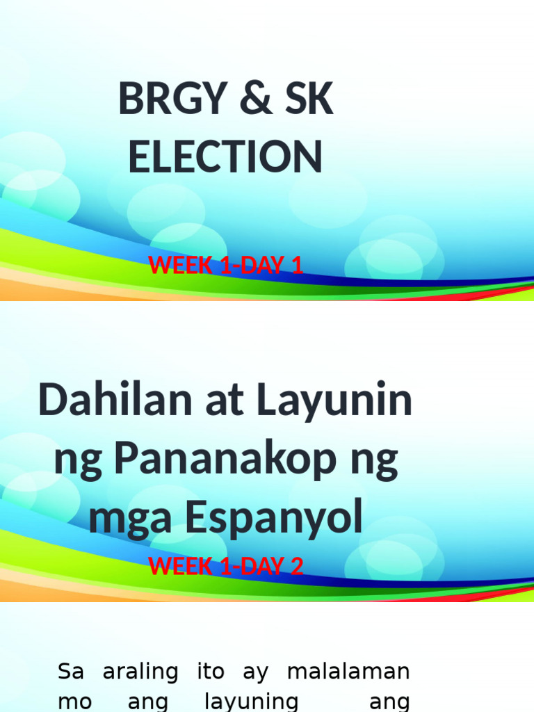 Brgy & SK Election: Week 1-Day 1 | PDF