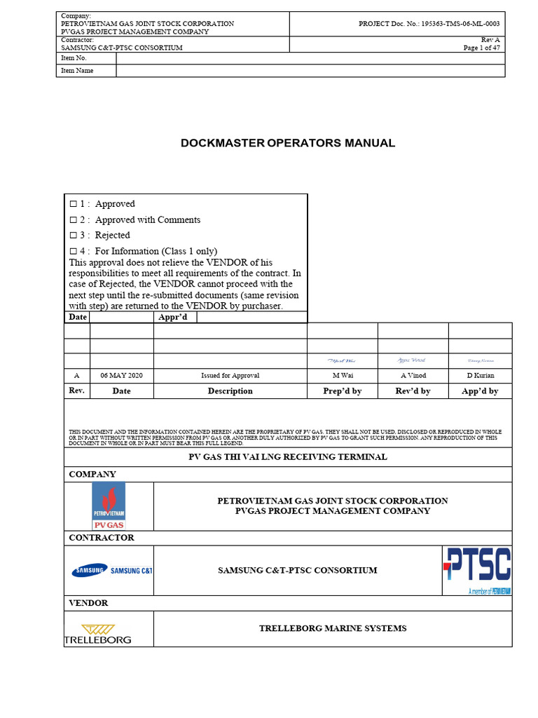 TMS 06 ML 0003 A DockMaster Operator Manual | PDF | Graphical User Interfaces | Personal Computers
