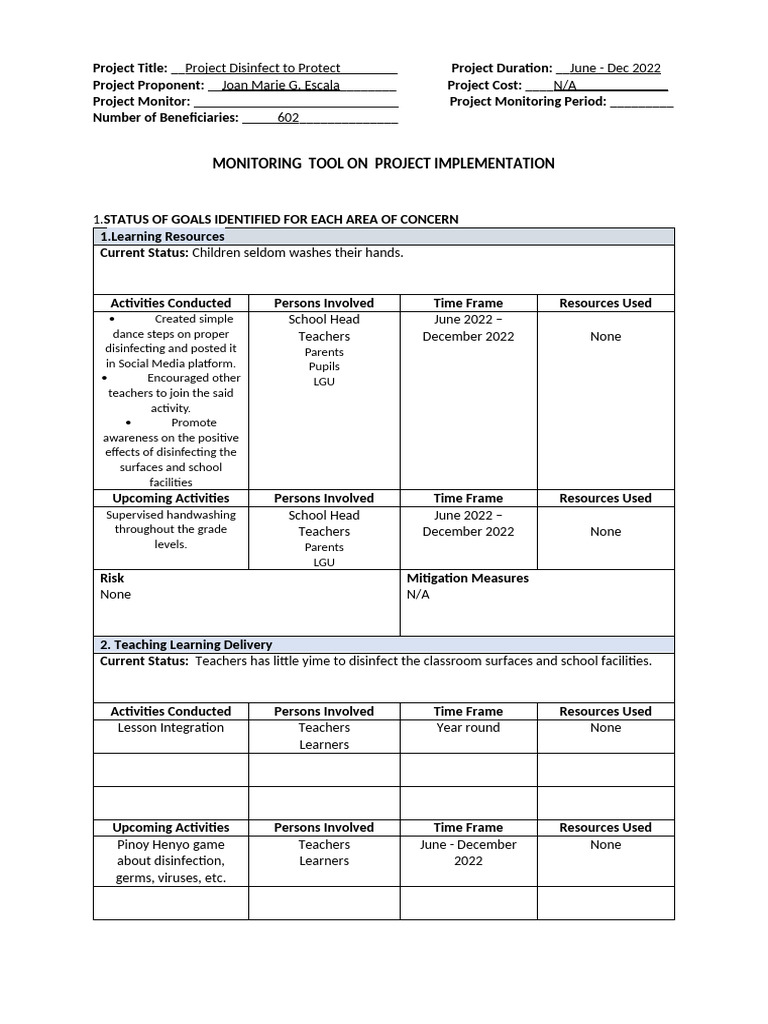 Disinfect to Protect Project Overview | PDF | Teachers | Hand Washing