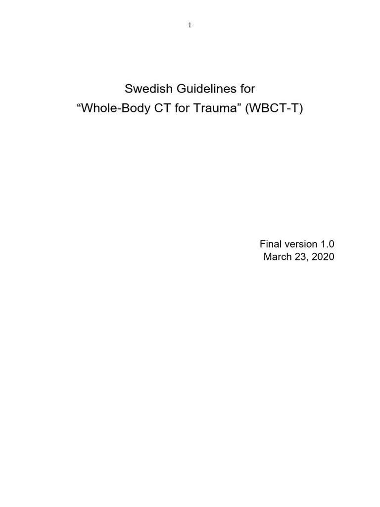 Swedish Guidelines For WBCT-T - Final Version 1.0 March 23 2020 | PDF ...