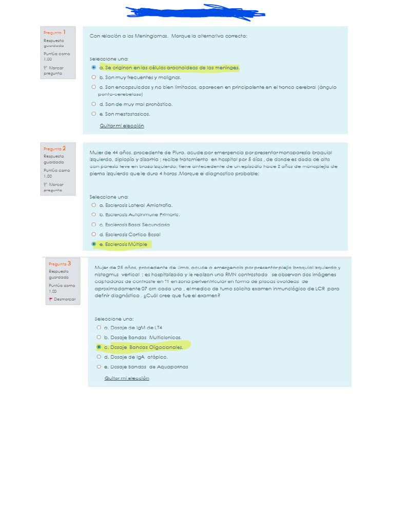 Examen Final Neuro Unido | PDF | Nervio | Esclerosis múltiple