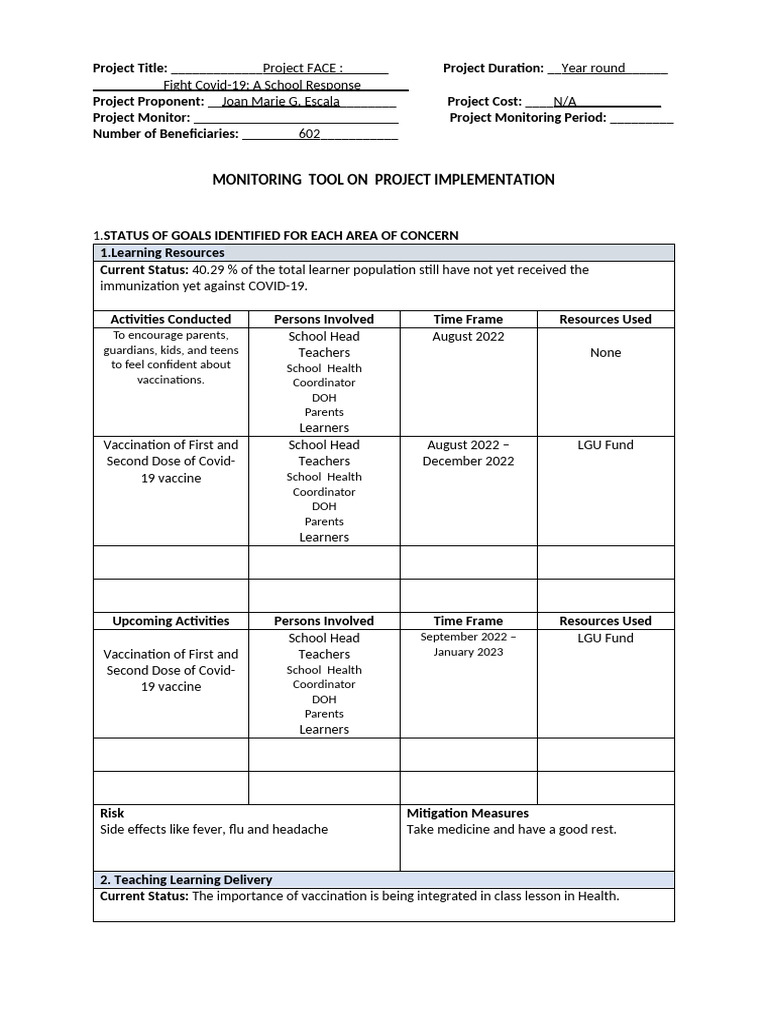 Project Face-Monitoring-And-Evaluation-Tool-On-The-Status-Of-Programs ...