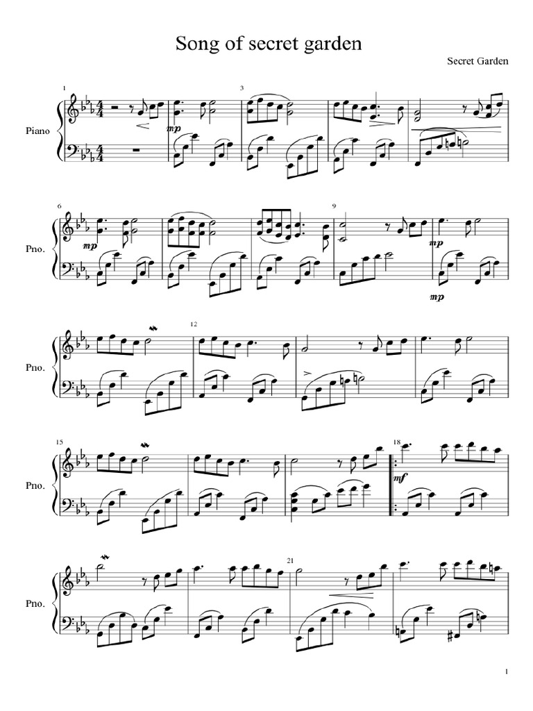 Song of Secret Garden For Piano | PDF
