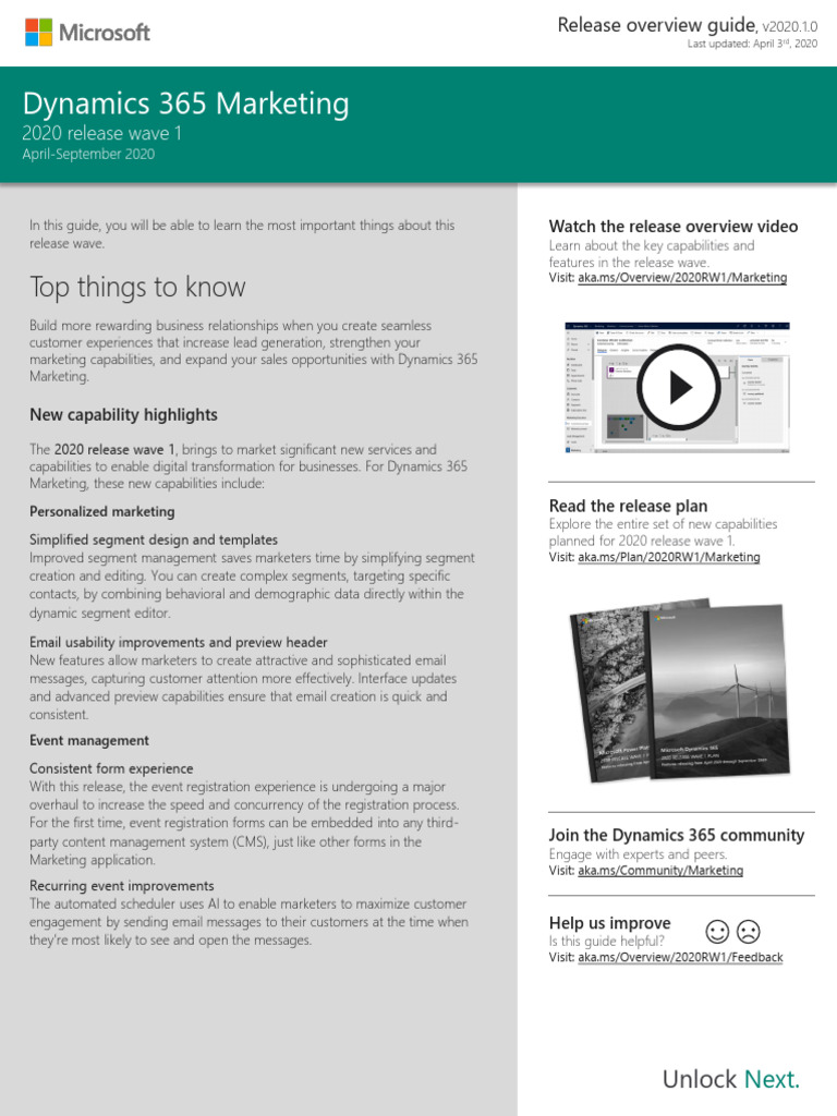 2020RW1 - Dynamics 365 Marketing - Overview Guide | PDF | Marketing ...
