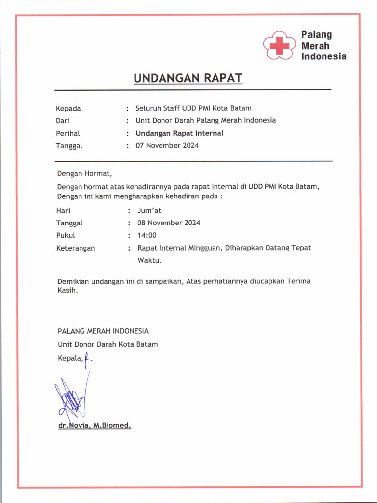 Undangan Rapat Internal 08 Nov 24 | PDF