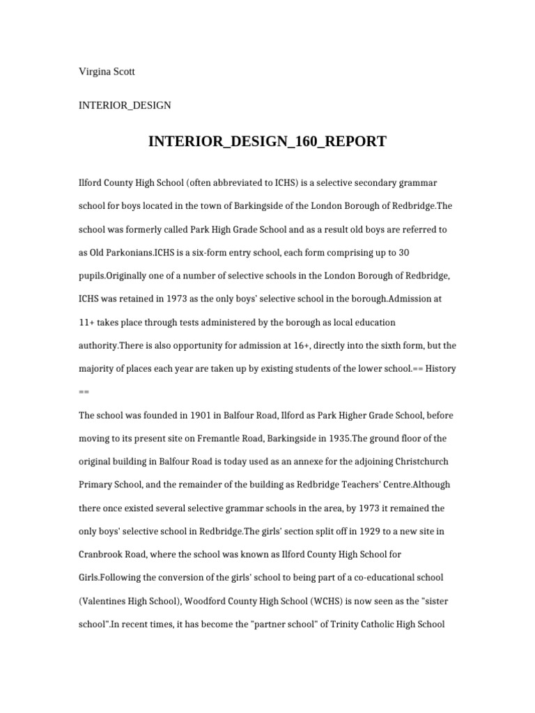 Interior Design 160 Report | PDF | Schools