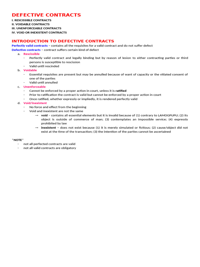 Arts.1380 - 1422 (Defective Contracts) | PDF | Annulment | Ratification