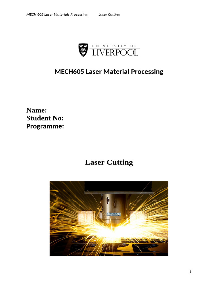 MECH 605 Lab - Laser Cutting 2024-25 - Template | PDF | Laser | Gases