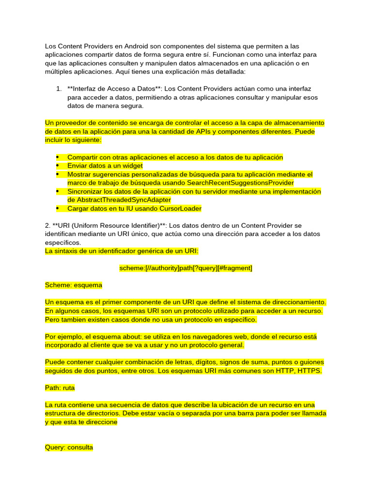 Content Providers en Android | PDF | Software de la aplicacion ...