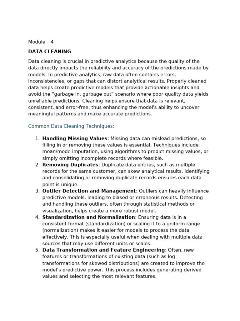 Data Cleaning & Predictive Modeling Guide | PDF | Principal Component ...