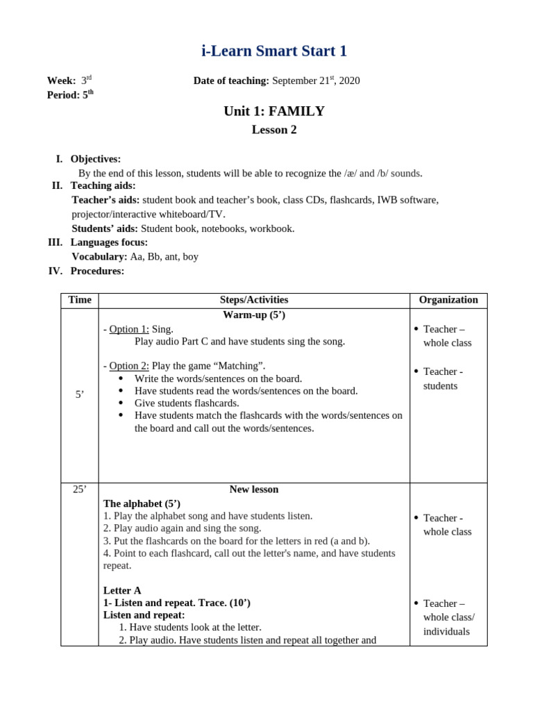 I-Learn Smart Start 1: Unit 1: FAMILY | PDF | Linguistics | Human ...