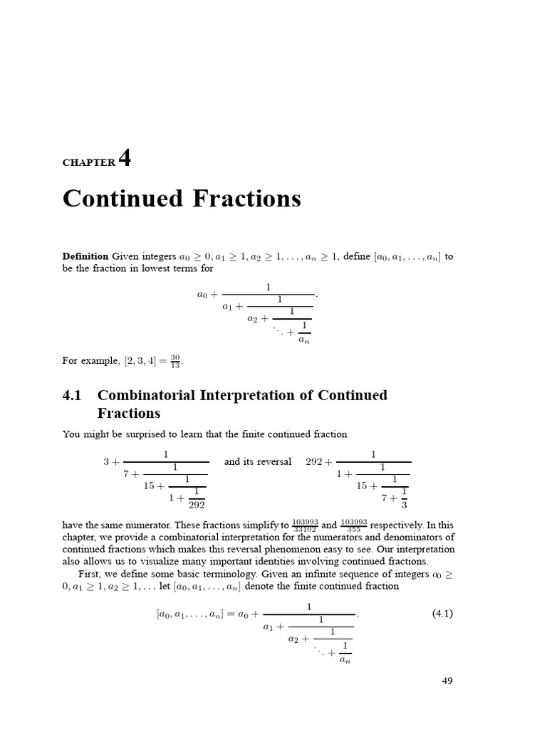 4.1 Combinatorial Interpretation of Continued Fractions | PDF | Discrete Mathematics ...