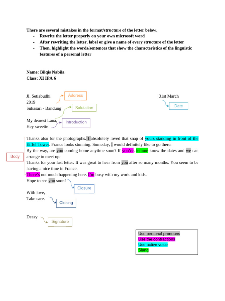 Personal Letter Format Guide | PDF