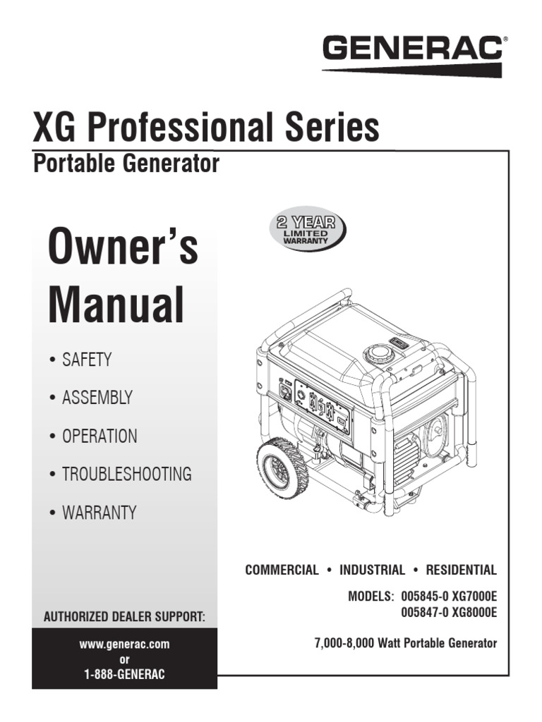 Generac Generator Xg7000e | PDF | Electric Power | Alternating Current