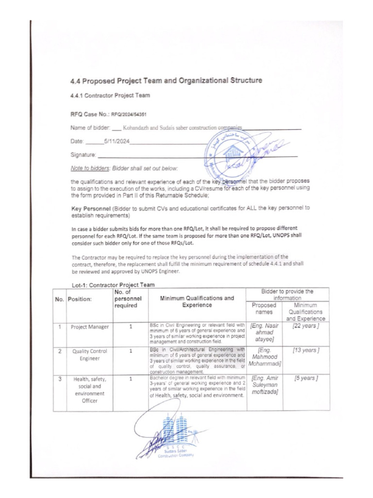 4.4 Proposed Project Team and Organizational Structure | PDF