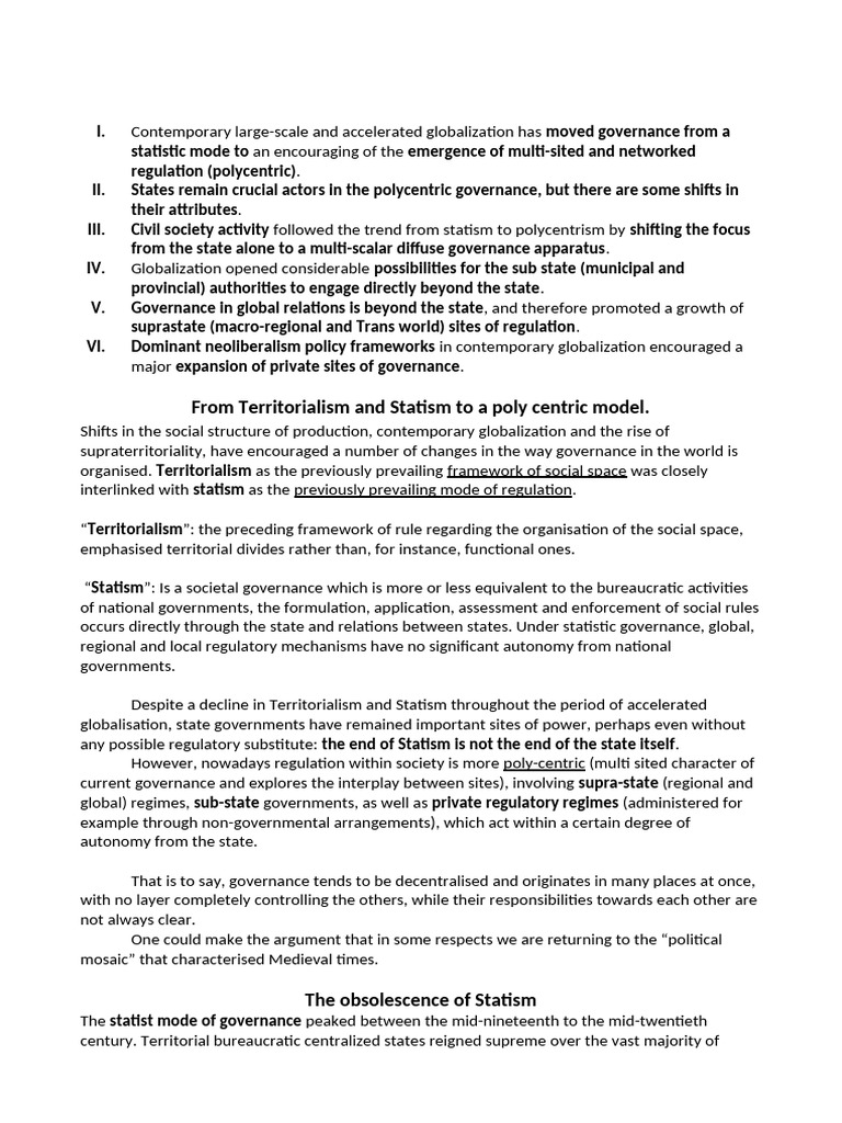 Governance - From Statism To Polycentrism | PDF | Governance ...