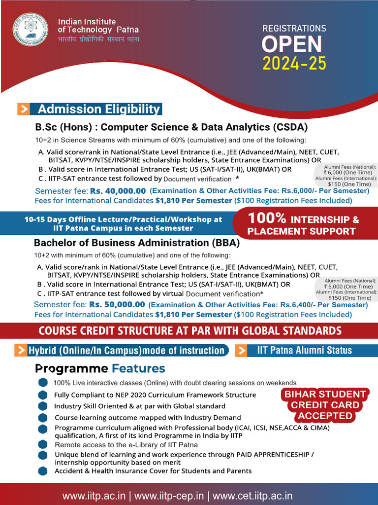 IITP BBA & BSc-CSDA-Flyer | PDF | Higher Education