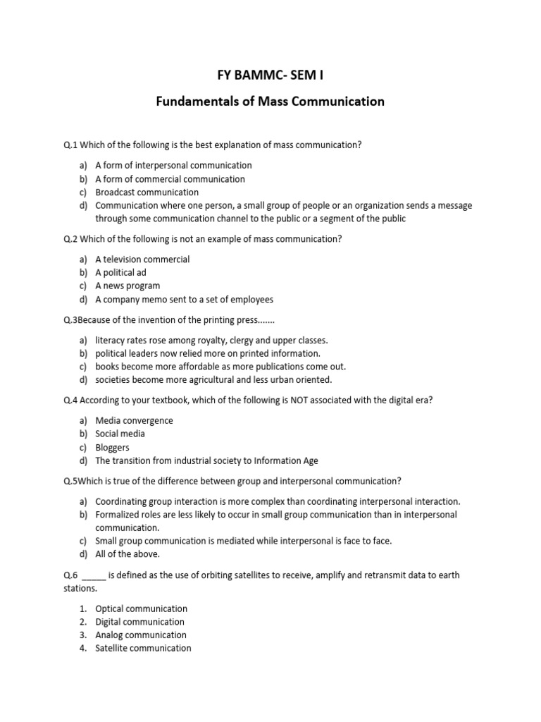 Fy Bammc Fmc | PDF | Communication | Human Communication