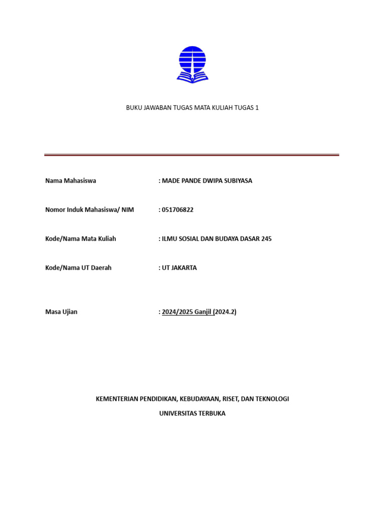 Tugas 1 Ilmu Sosial Dan Budaya Dasar | PDF