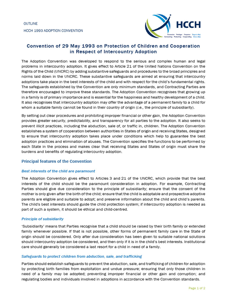 Convention of 29 May 1993 On Protection of Children and Cooperation in ...